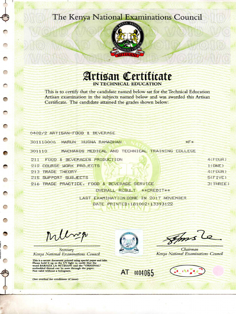 Kcse Cert | PDF