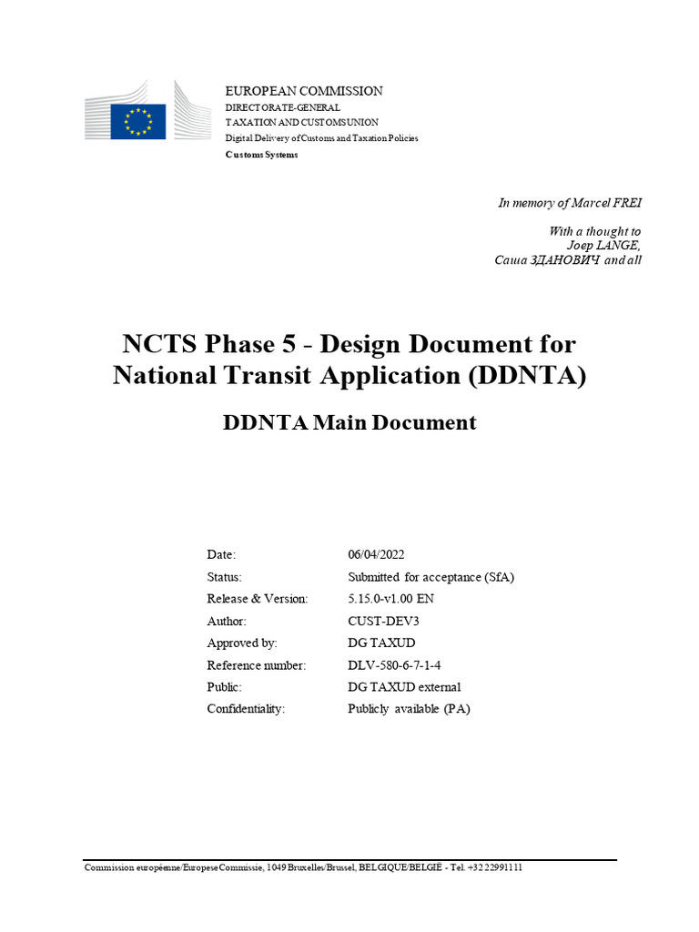 NCTS Phase 5 Design Document for DDNTA | PDF | Xml | Information Science