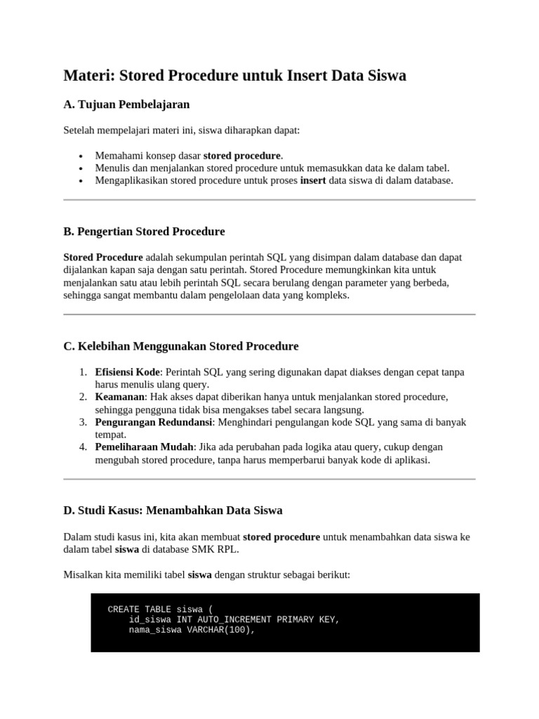 Materi Stored Procedured | PDF