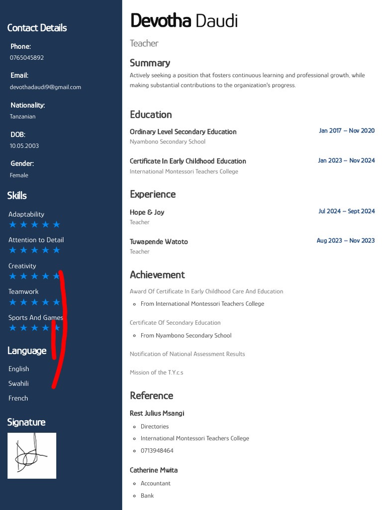Devotha Resume 979 | PDF