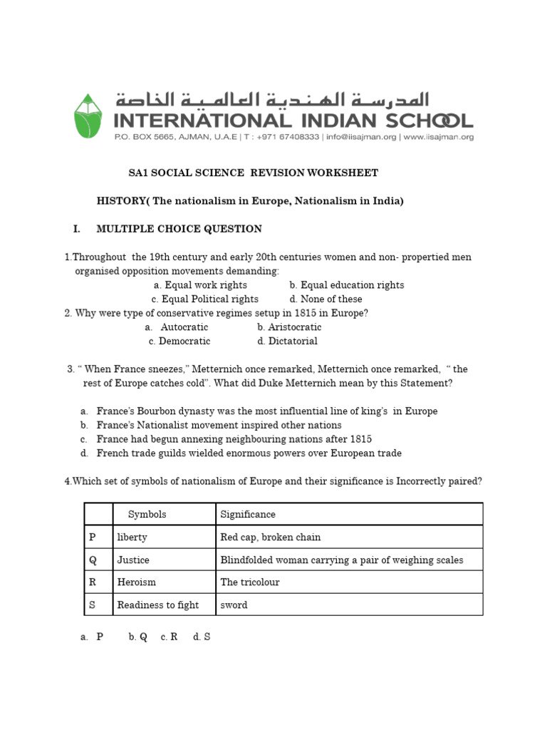 Sa1 History Worksheet | PDF | Mahatma Gandhi