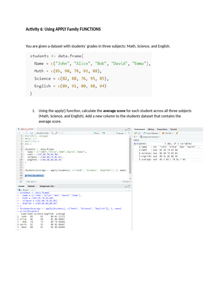 Activity 6 - Using APPLY Family Functions | PDF
