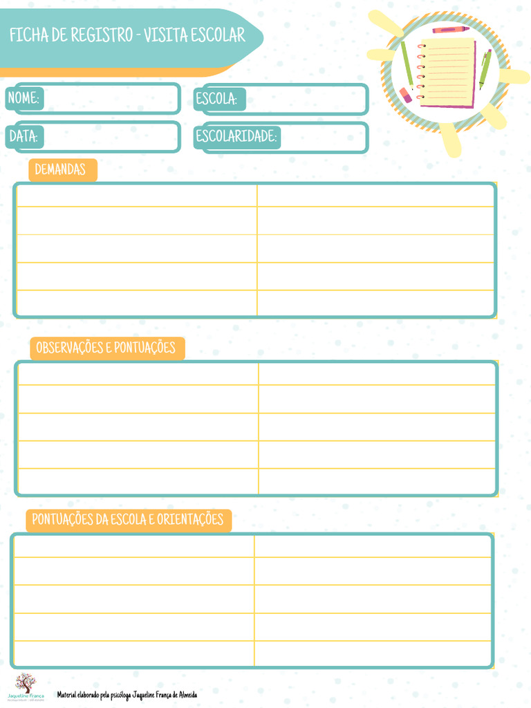 Ficha de Registro para Visita Escolar | PDF