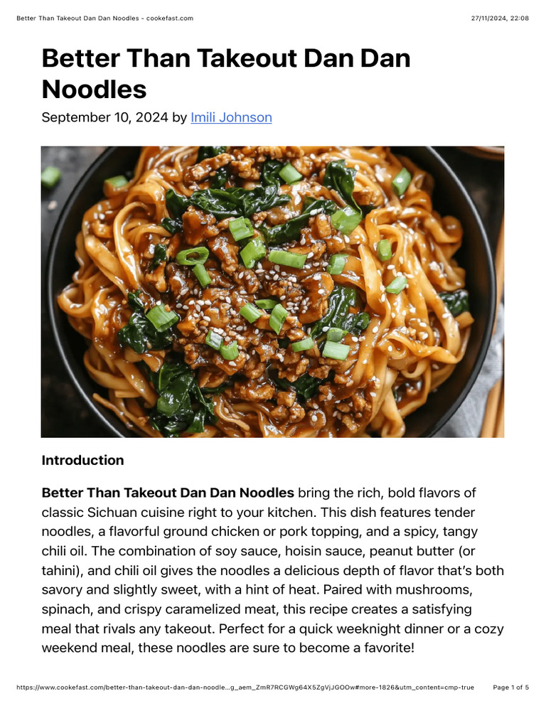 Better Than Takeout Dan Dan Noodles | PDF | Sauce | Cooking
