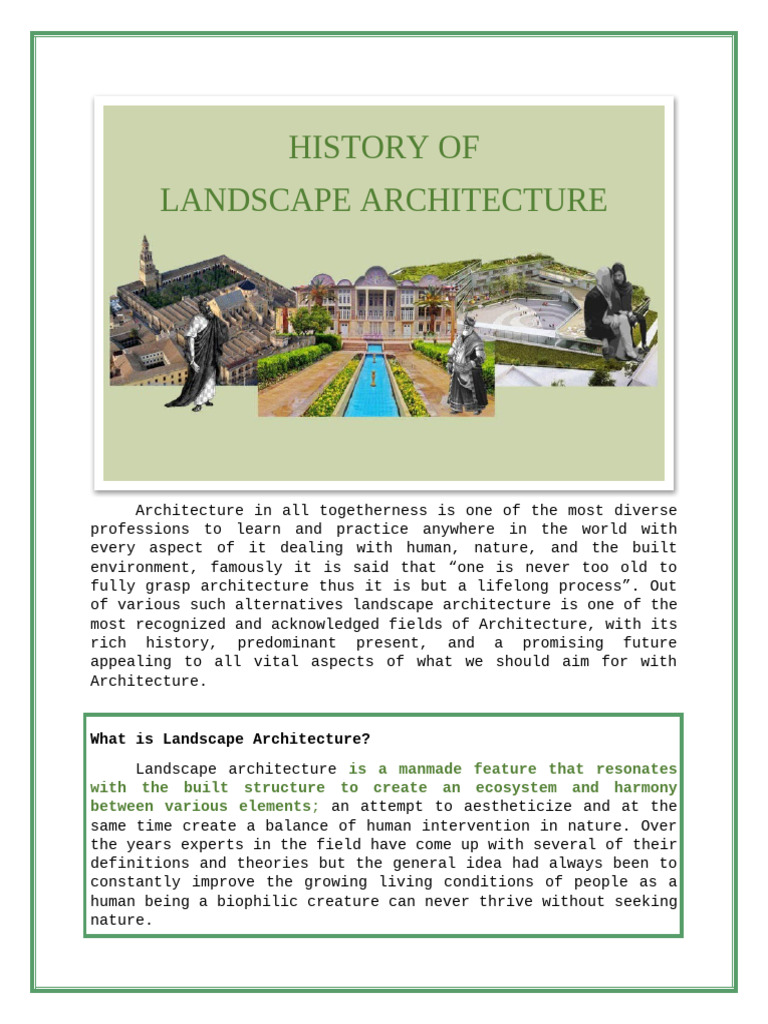 Timeline of Landscape Architecture History | PDF | Landscape ...