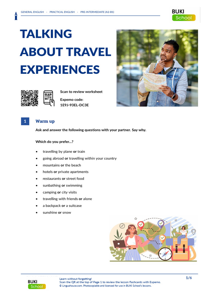 Travel Experiences: A2-B1 Speaking Guide | PDF