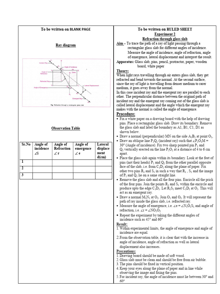 Physics 25138 2 H | PDF | Refraction | Angle