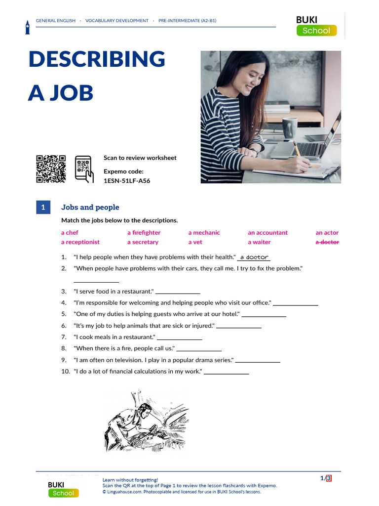 Describing Jobs: Vocabulary Guide | PDF