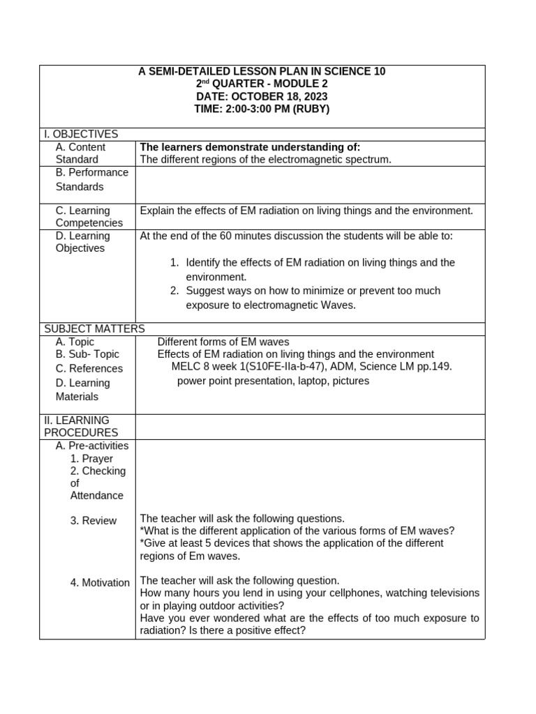 Wednesday Science Effects | PDF | Electromagnetic Radiation | Radiation