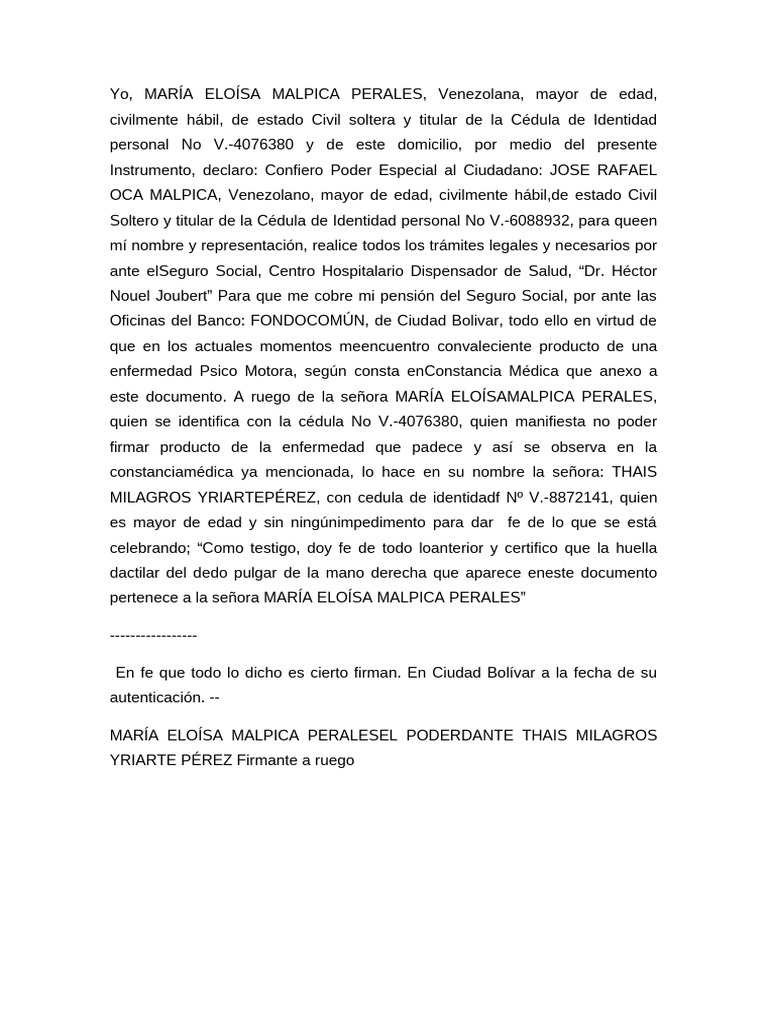 Poder Especial con Firma a Ruego | PDF