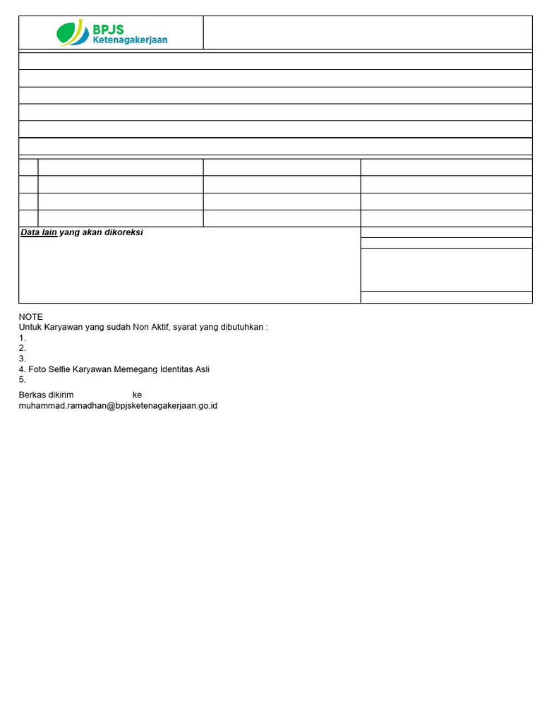 Form Koreksi Data 2024 | PDF