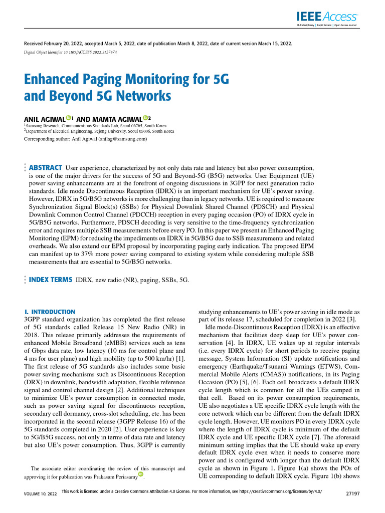 Enhanced Paging Monitoring For 5G and Beyond 5G Ne | PDF | Radio | Extremely High Frequency