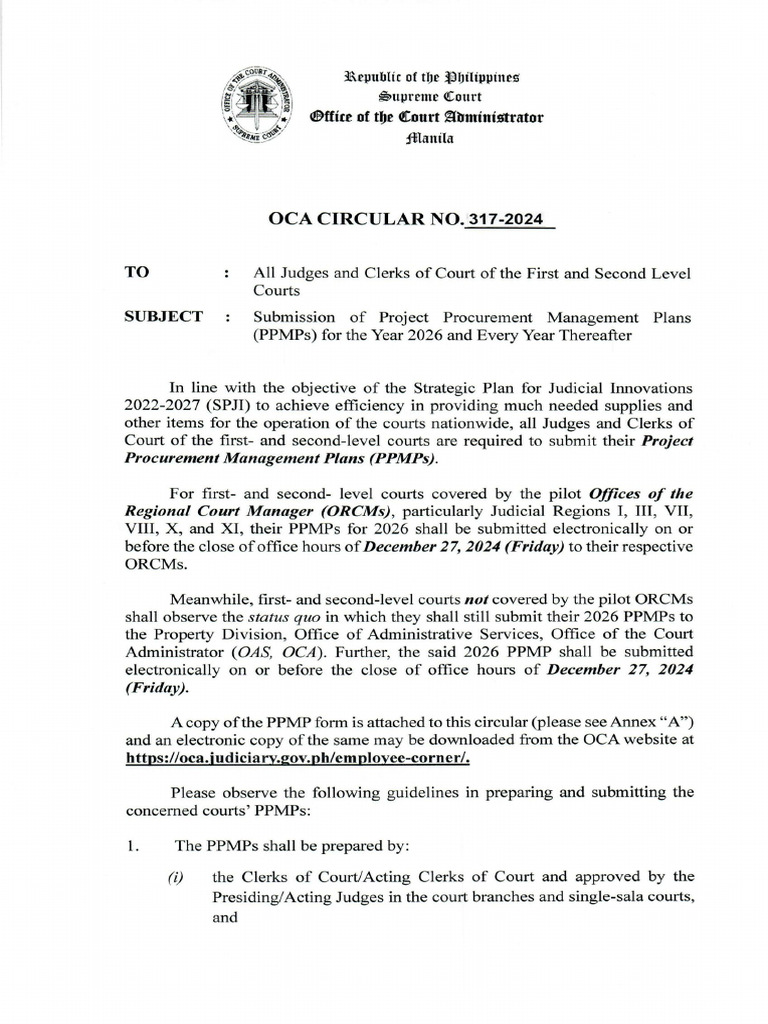 OCA Circular No. 317 2024 | PDF
