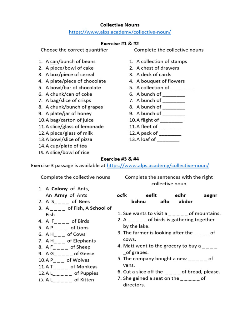 3 Collective Nouns Worksheet | PDF