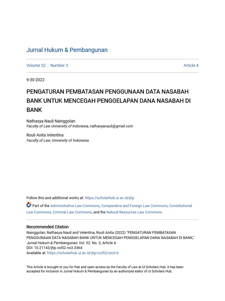 Perlindungan Data Nasabah di Bank | PDF