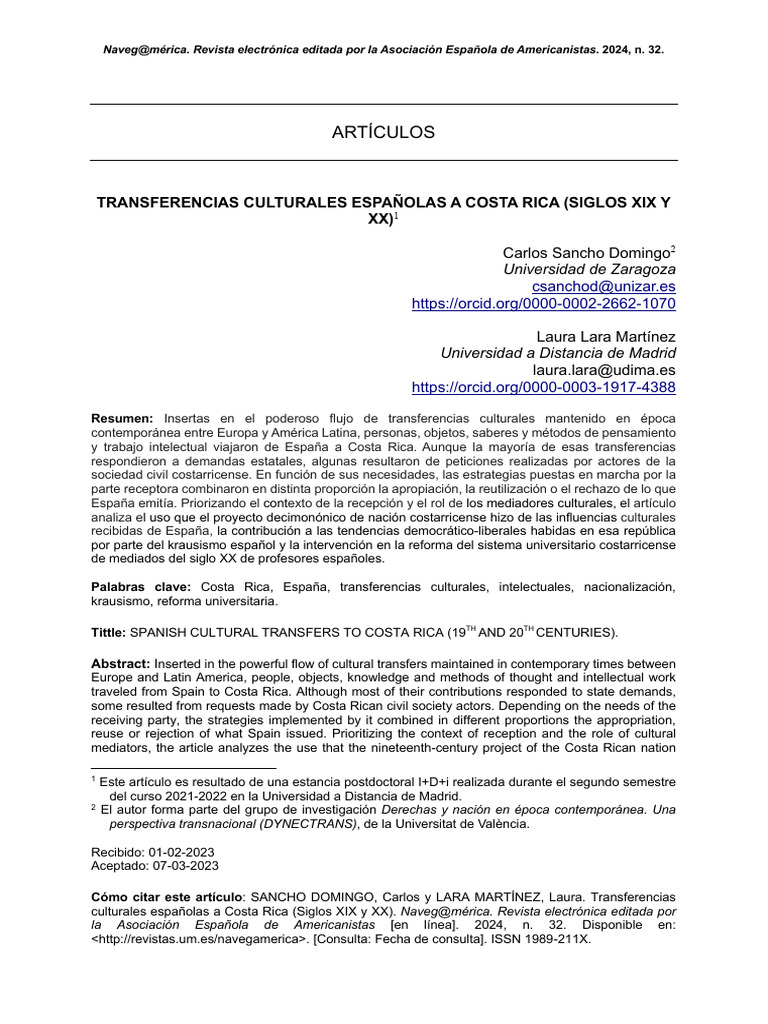Transferencias Culturales en Costa Rica | PDF | Costa Rica | España
