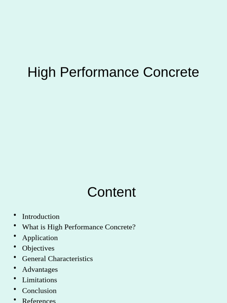 Lecture 8 (High Performance Concrete) | PDF | Concrete | Materials