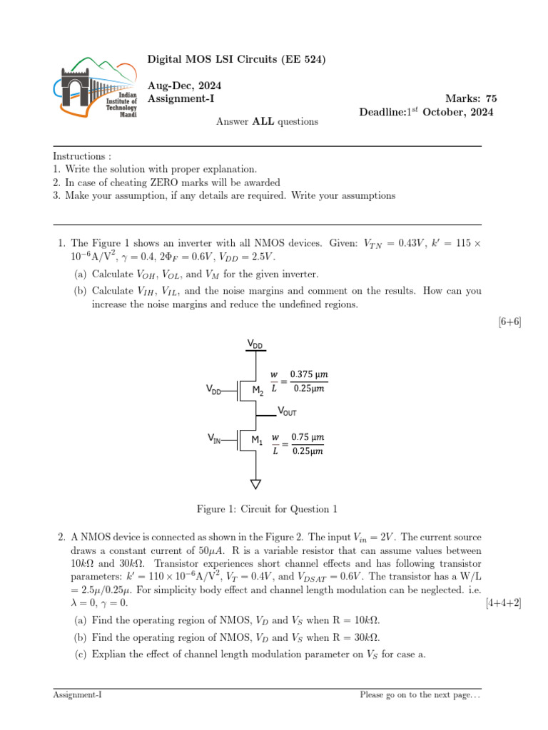 Digital MOS LSI Circuits Assignment | PDF | Mosfet | Electrical Components