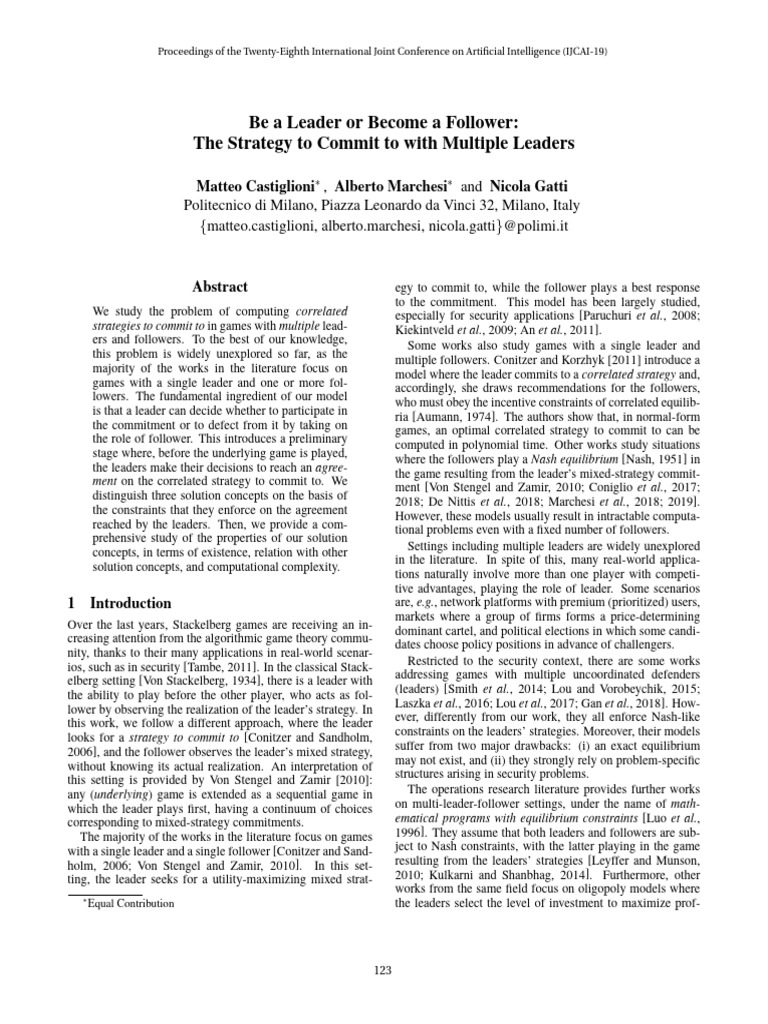 Be A Leader or Become A Follower: The Strategy To Commit To With ...