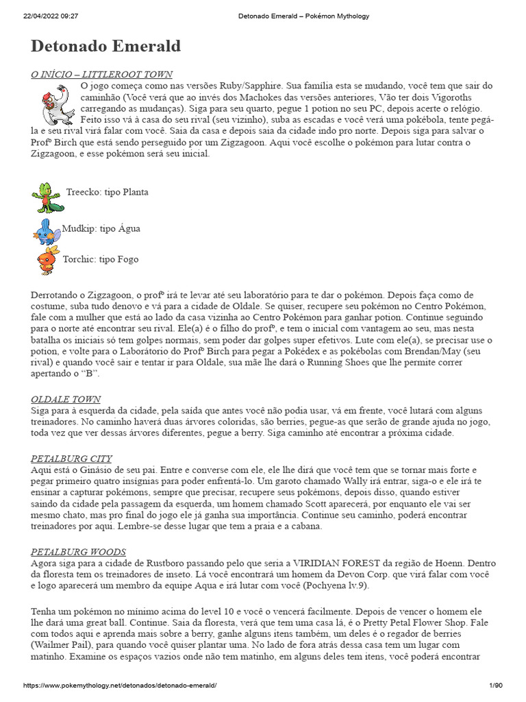 Detonado Emerald - Pokémon Mythology | PDF | Pokémon