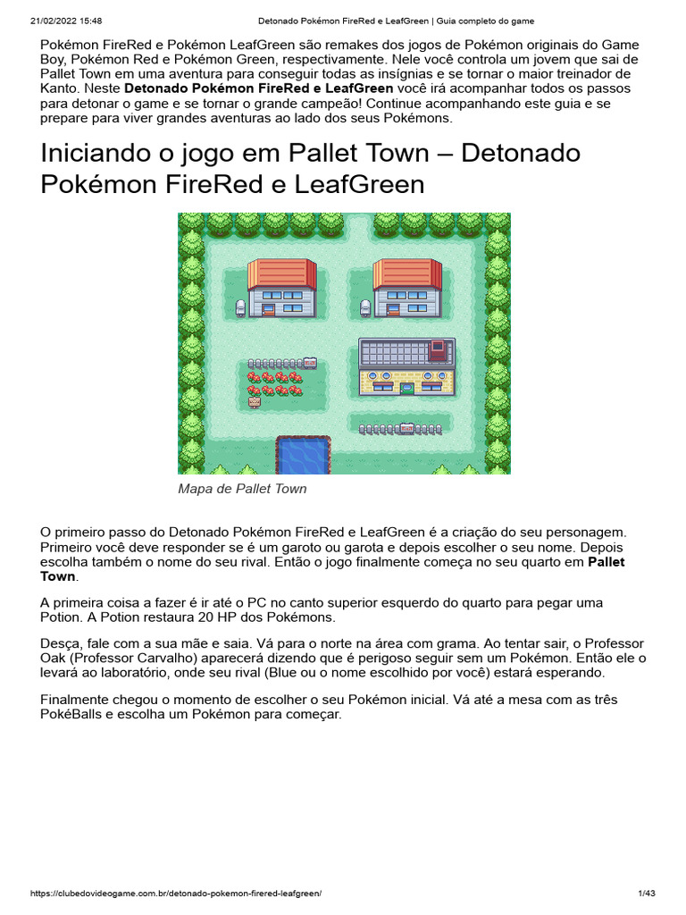 Detonado Pokémon FireRed e LeafGreen - Guia Completo Do Game | PDF ...