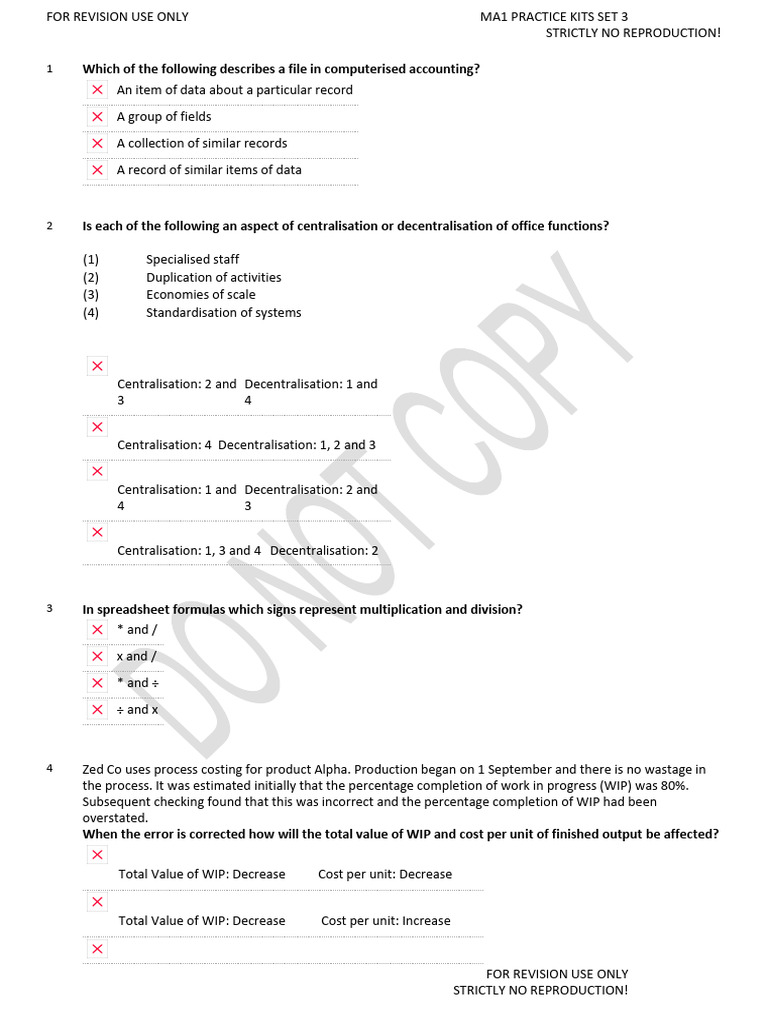Ma1 Practice Test 3 Question Extracts | PDF | Spreadsheet | Labour ...
