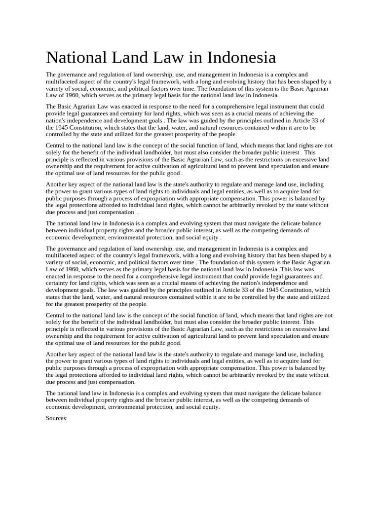 National Land Law In Indonesia Pdf Ownership Governance