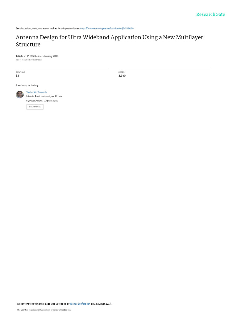 Antenna Design For Ultra Wideband Application Usin | PDF | Ultra ...