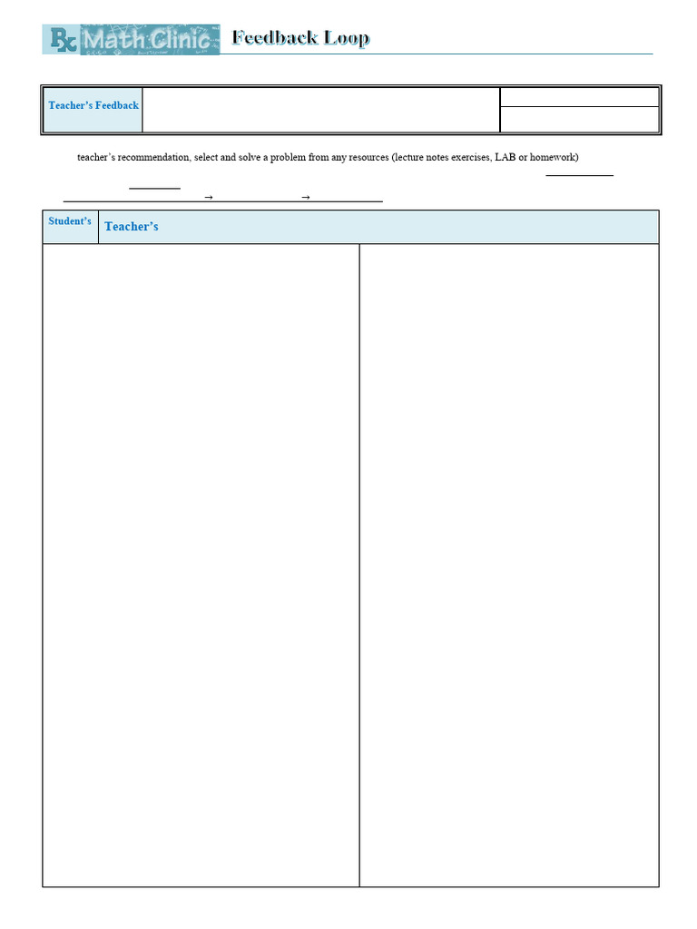 Math Feedback Loop Assignment Guide | PDF
