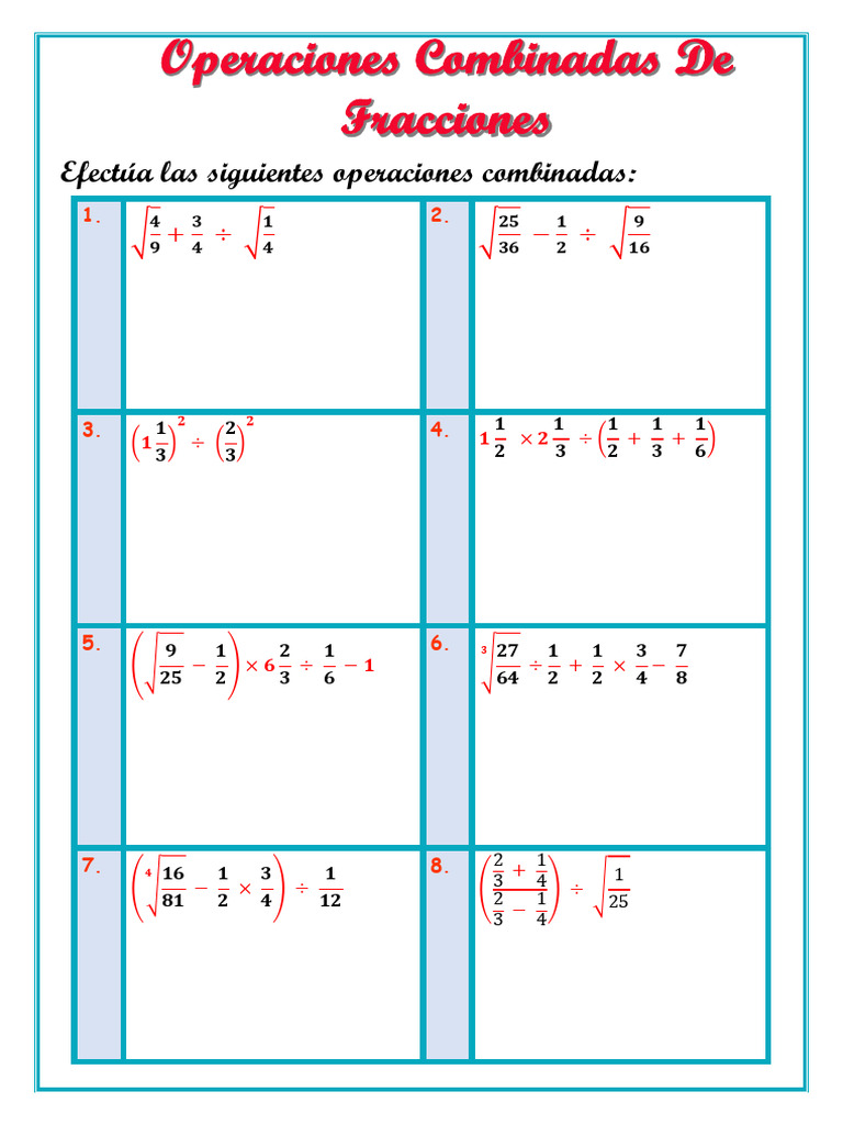 Operaciones Combinadas de Fracciones | PDF Operaciones Combinadas de Fracciones | PDF