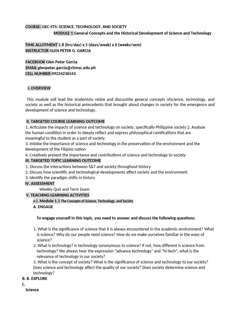 MODULE 1.1 - GEC-STS The Concepts of Science, Technology, and Society | PDF | Science | Knowledge