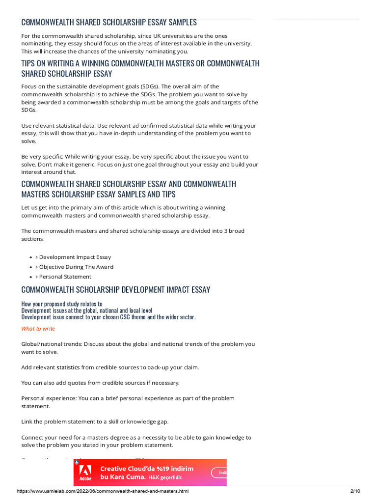 Commonwealth Shared Scholarship Essay Samples - 2 | PDF | World Energy ...