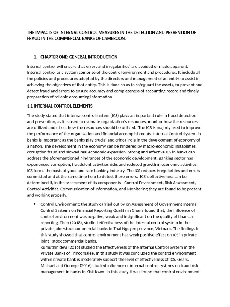 Internal Control's Role in Fraud Prevention in Cameroonian Banks | PDF ...