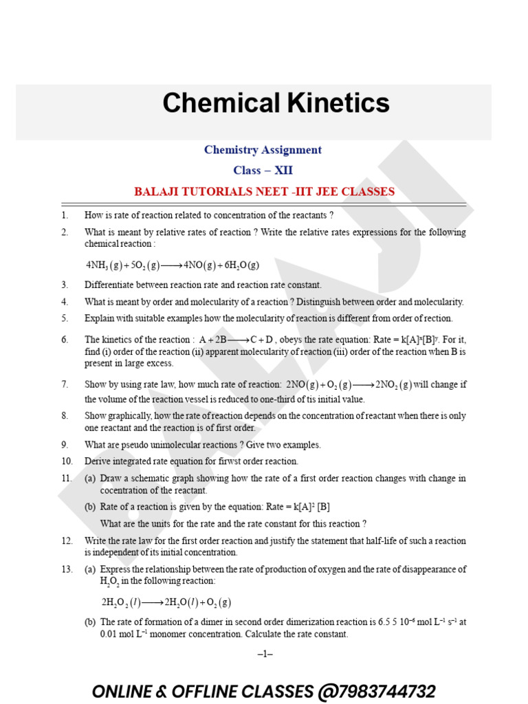 Chemical Kinetics: Reaction Rates Explained | PDF | Reaction Rate ...