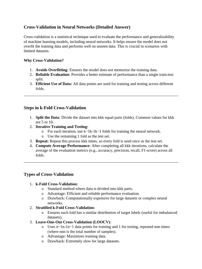 Mid 2 NN | PDF | Cross Validation (Statistics) | Artificial Neural Network