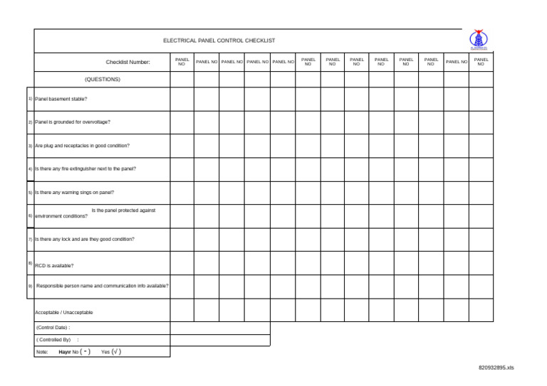 GUAREHFR002 - Electrical Panel Checklist | PDF