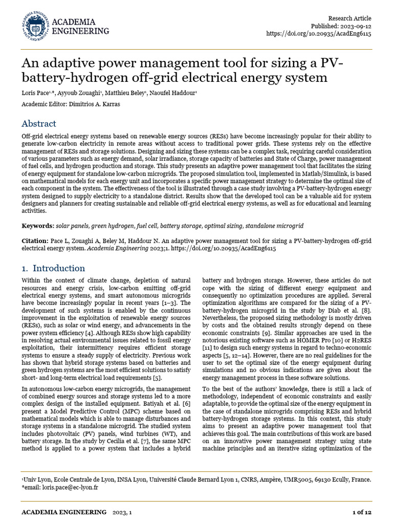 An Adaptive Power Management Tool For Si | PDF | Photovoltaics ...