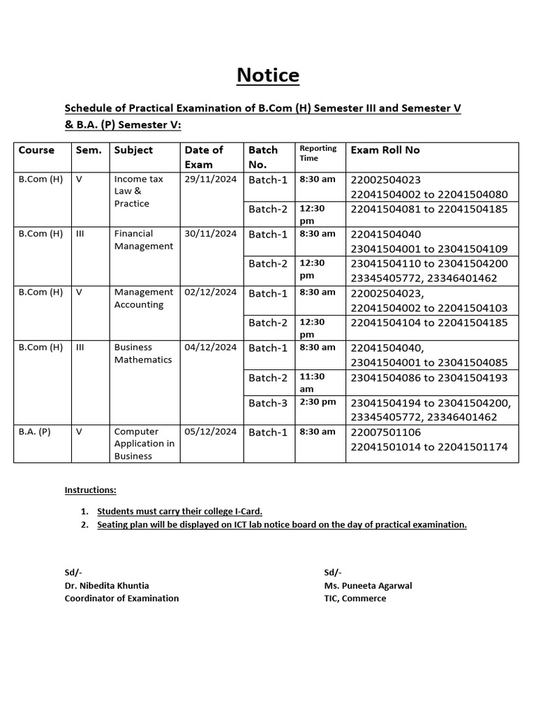 Practical Exam Notice Nov Dec 2024 | PDF | Qualifications | Vocational ...