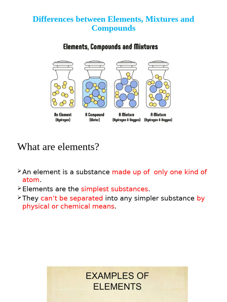 Elements, Mixtures, and Compounds Explained | PDF