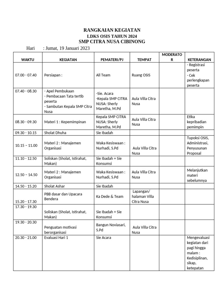 Susunan Acara LDKO | PDF