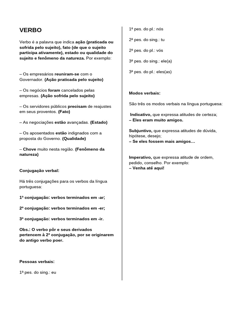 Reforço 6 Ano - Verbos | PDF