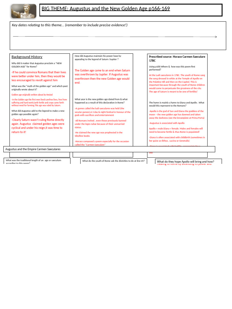 Info Sheet 8 Augustus and The New Golden Age | PDF | Augustus | Ancient ...