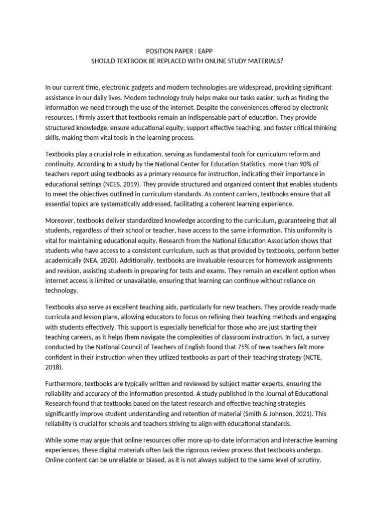 Position Paper | PDF | Teachers | Curriculum