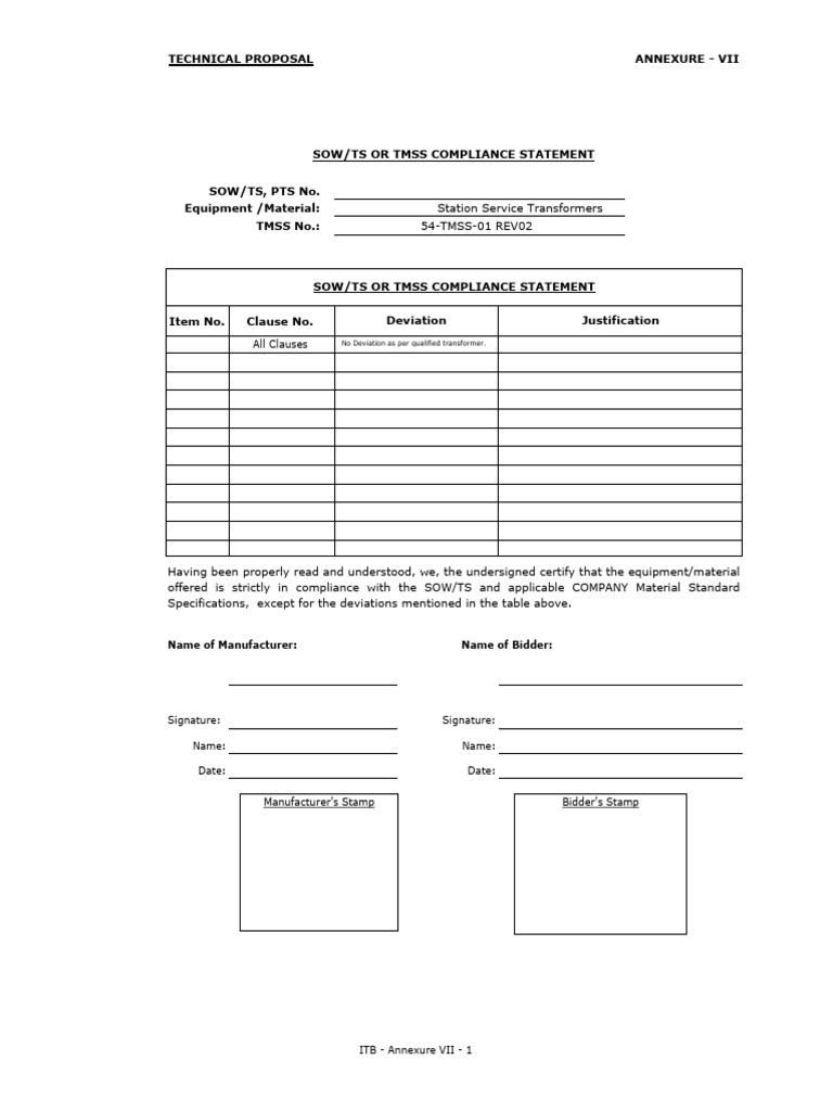 01-TMSS-01 REV03 - ITB Format | PDF