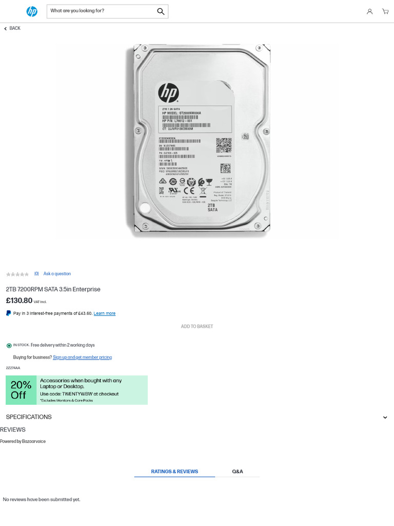 2TB 7200RPM SATA 3.5in Enterprise - HP Store UK | PDF | Hewlett Packard ...