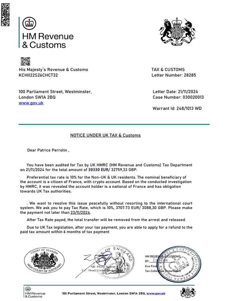 HM Revenue & Customs - ORIGINAL - Patrice Perrotin | PDF