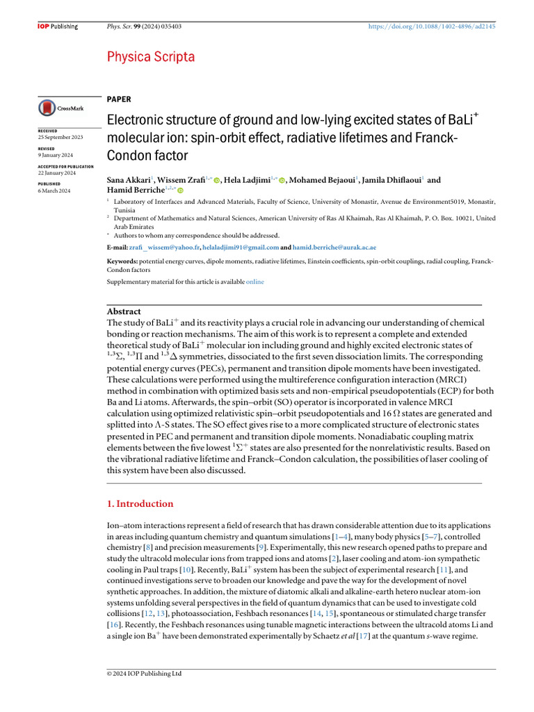 Electronic Structure of Ground and Low-Lying Excited States of Bali ...