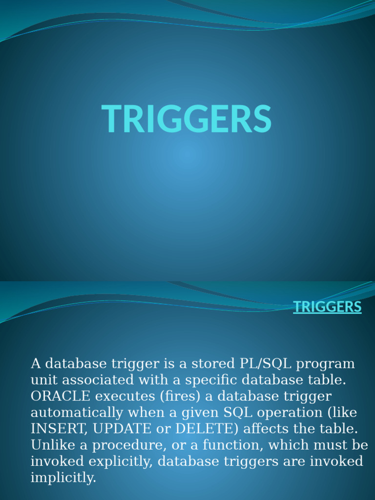 Triggers Use | PDF | Pl/Sql | Computer Programming
