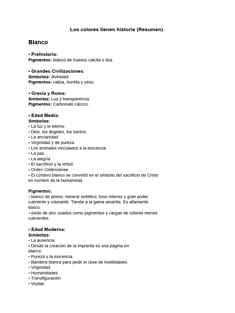 Los Colores Tienen Historia (Resumen) | PDF | Pigmento | Azul