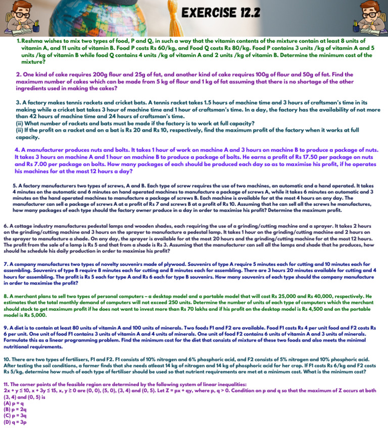 Reshma Wishes To Mix Two Types of Food, P and Q, in Such A Way That The ...